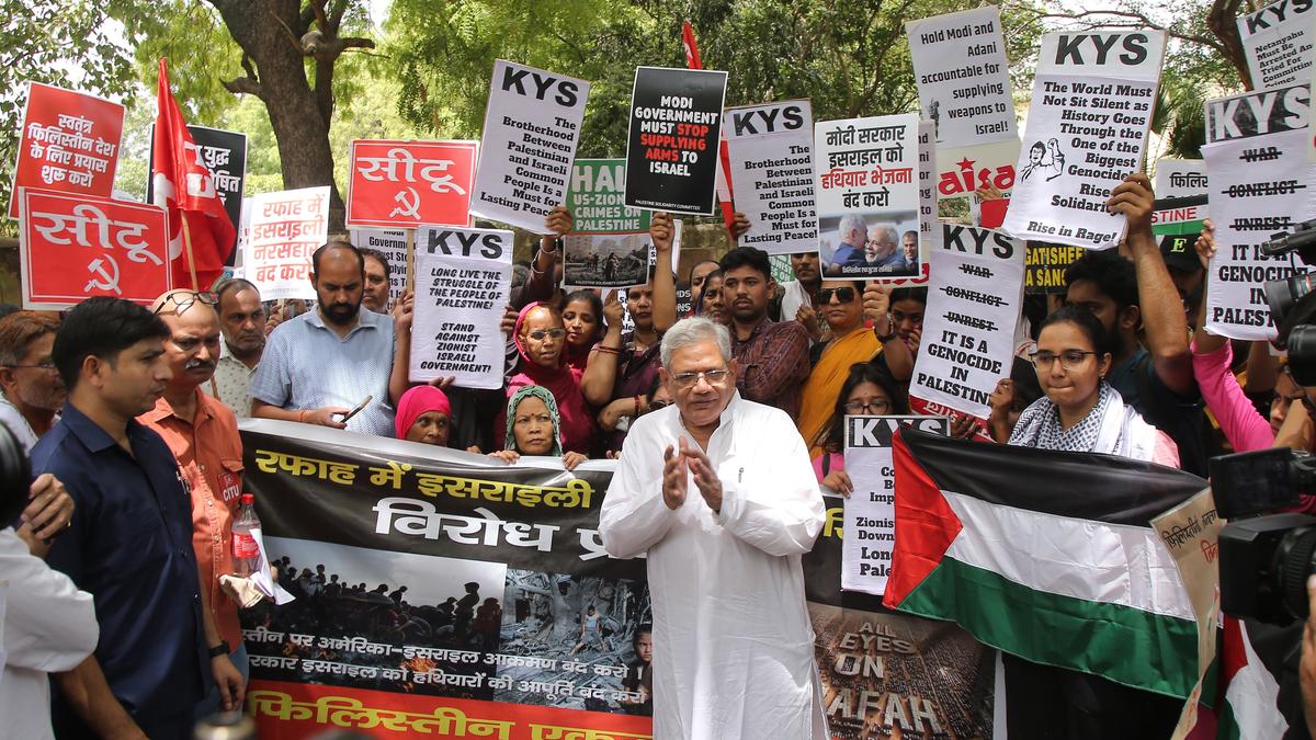'Genocide' in Gaza, not war: Sitaram Yechury at solidarity protest ...