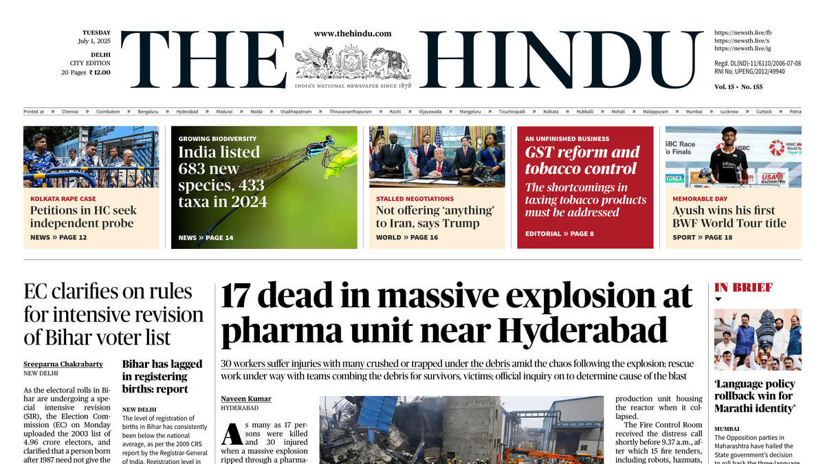 several dead in massive explosion at pharma unit near Hyderabad - The Hindu