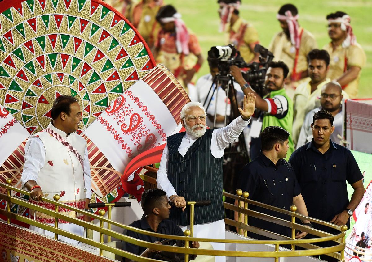 PM Modi gets into Bihu mood after world record show - The Hindu