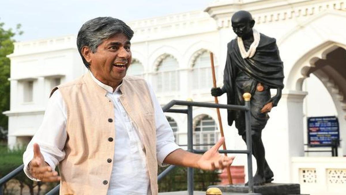 Gandhian P V Rajagopal, who was in the city to gather support for a ...