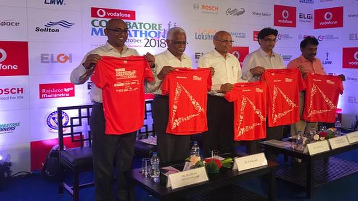 At the launch of the Coimbatore Marathon 2018 - The Hindu