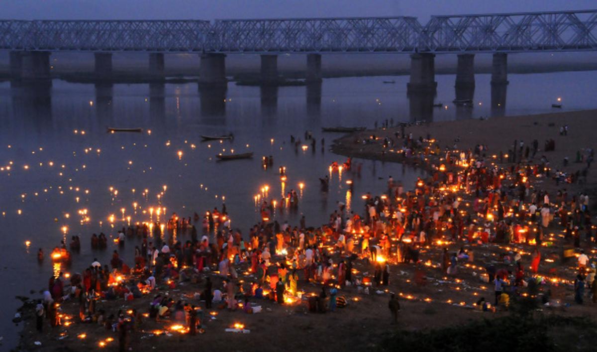 Floating lights in River Krishna - The Hindu