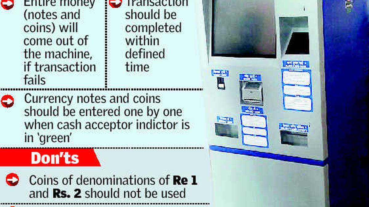 Ticket vending machines to accept notes - The Hindu