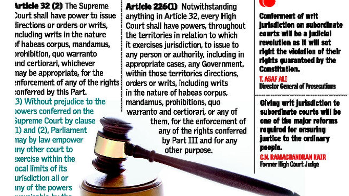 Case for writ powers for lower courts - The Hindu