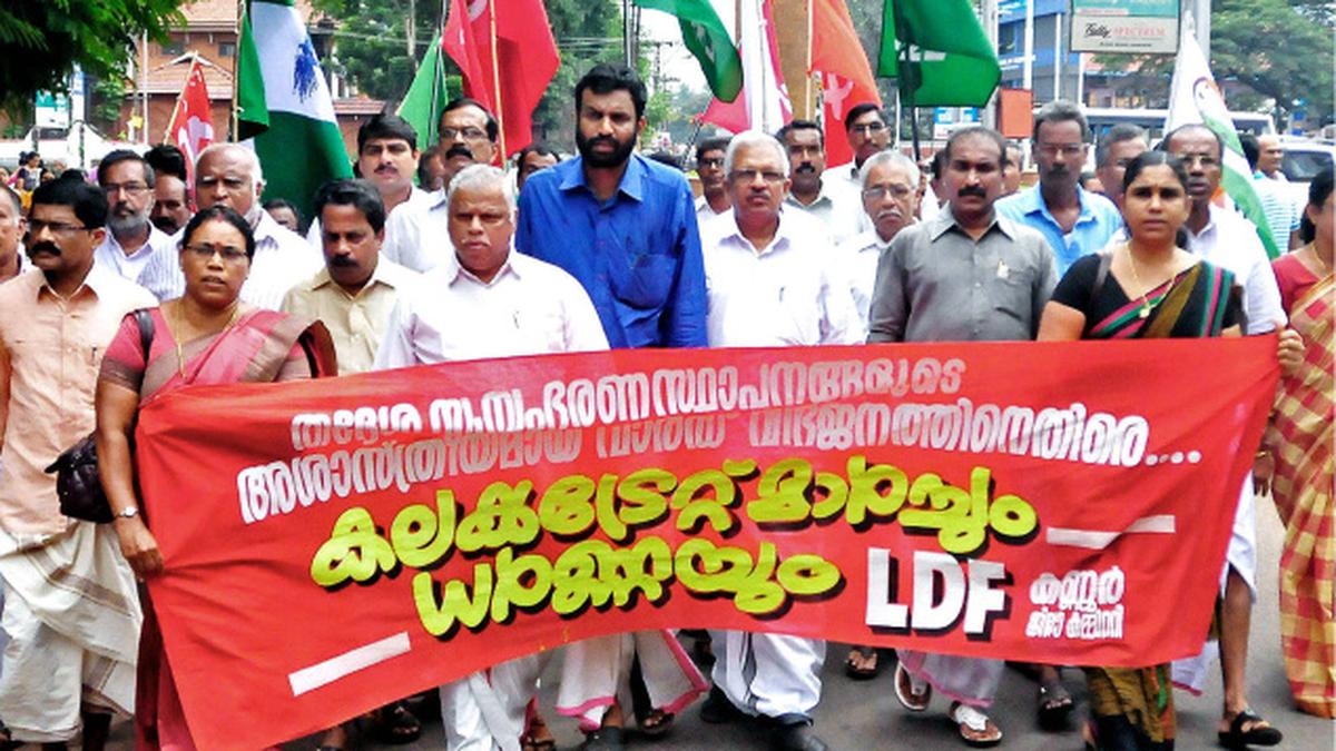 LDF stages march against delimitation ‘irregularities’ - The Hindu