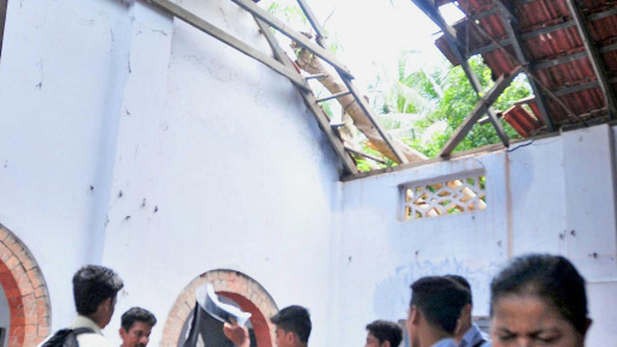 School classroom damaged as tree falls on roof - The Hindu