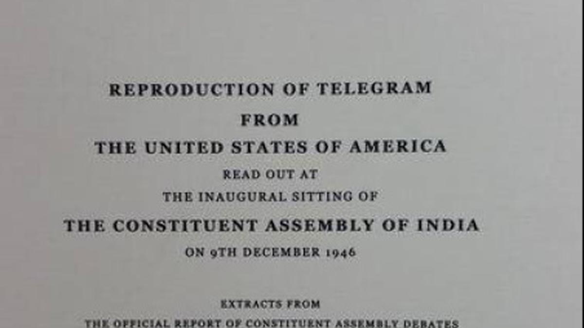 Obama given copy of US telegram to India’s constituent Assembly - The Hindu