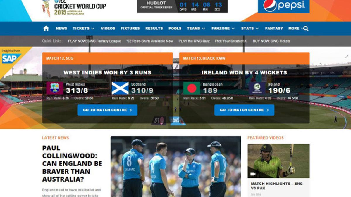 ICC upgrades website ahead of World Cup - The Hindu