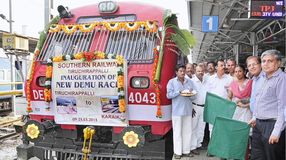 New DEMU train operated in Tiruchi-Karaikal section - The Hindu