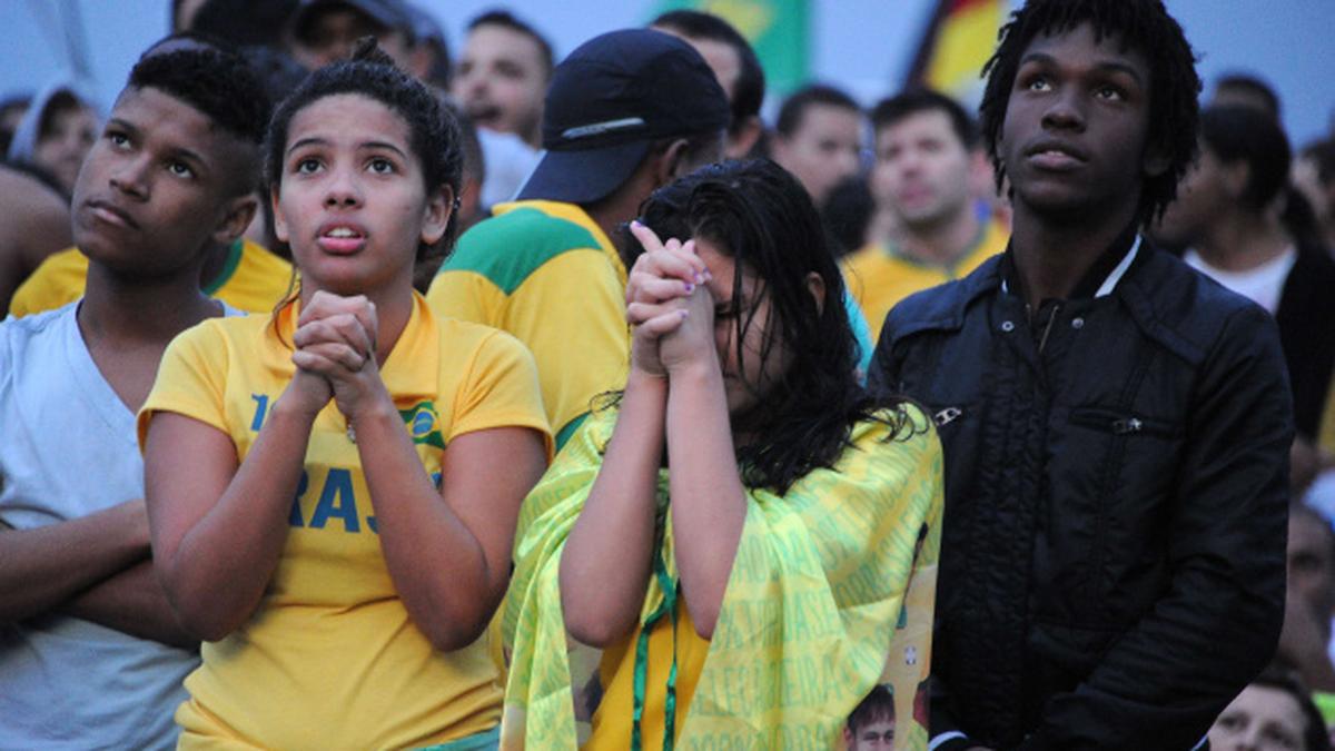 Brazil fans crushed by 5 early Germany goals - The Hindu