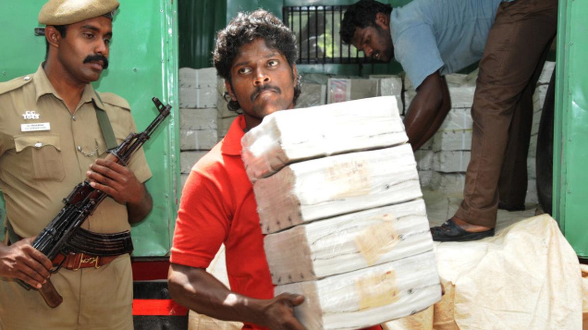 Stamp papers arrive; taken to strong room in Coimbatore - The Hindu