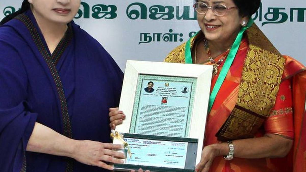 Avvaiyar Award for Mathangi Ramakrishnan - The Hindu