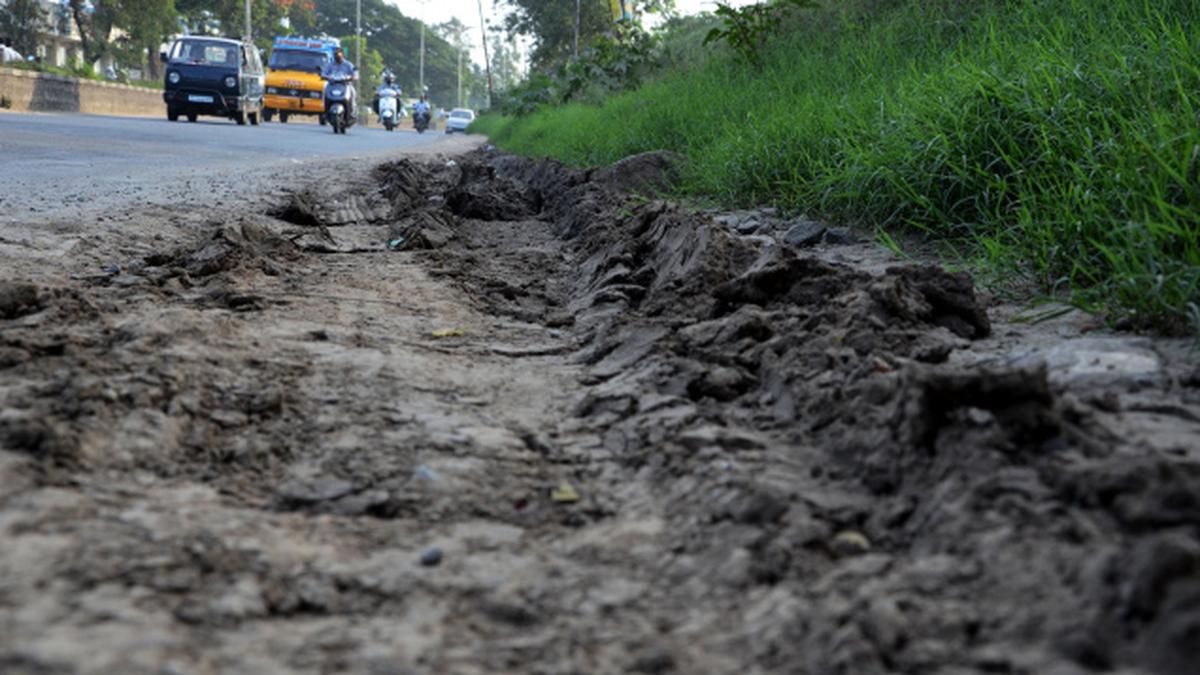 Loose earth from Coimbatore's Big Tank bund spilling over - The Hindu