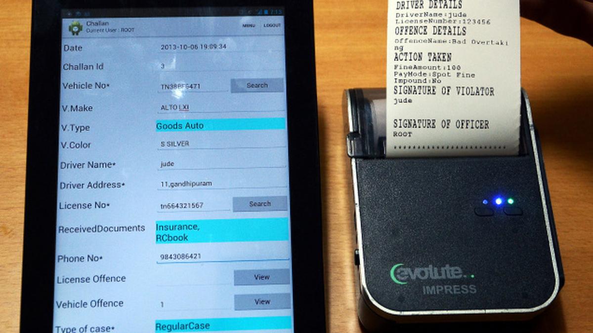 Police to use hand-held machines to issue e-challans - The Hindu