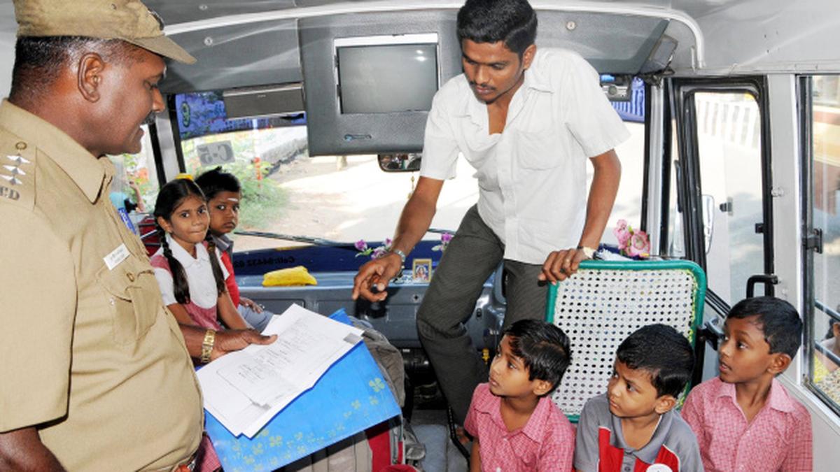 School, college vehicles in Erode come under RTO scrutiny - The Hindu