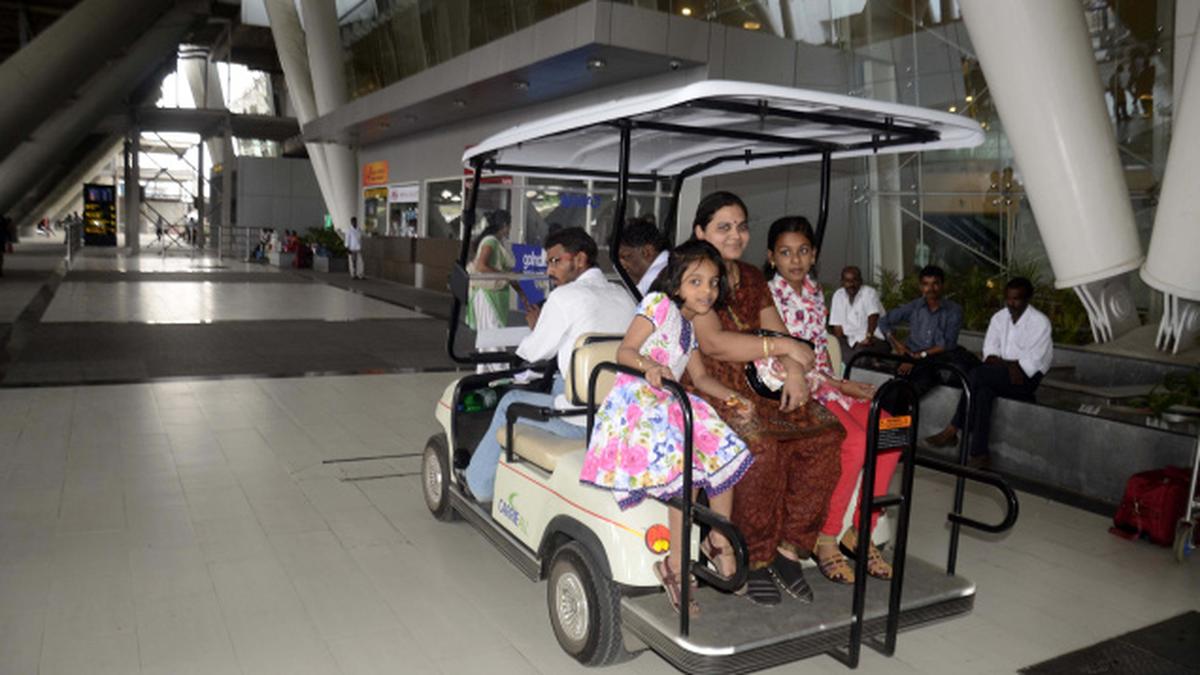 Battery-run carts trundle at Chennai airport - The Hindu