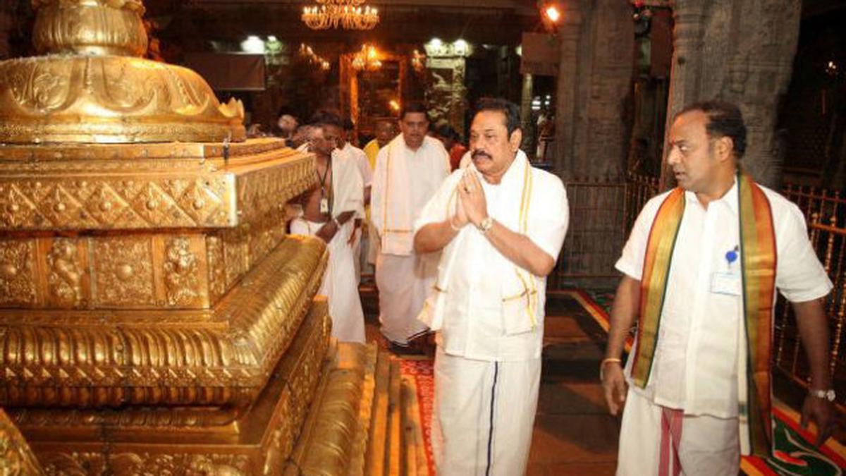 Rajapaksa prays at Tirumala temple - The Hindu