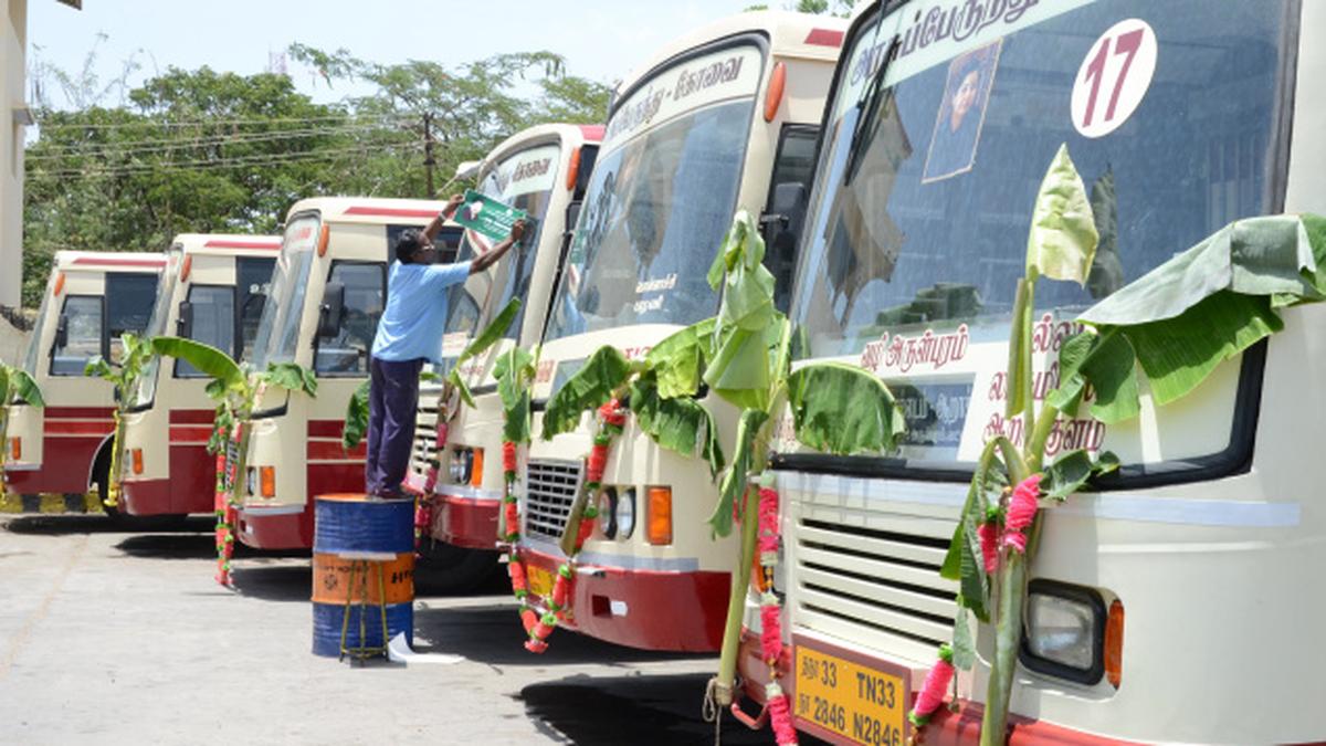 CM flags off 38 new buses for Tirupur via video conferencing - The Hindu