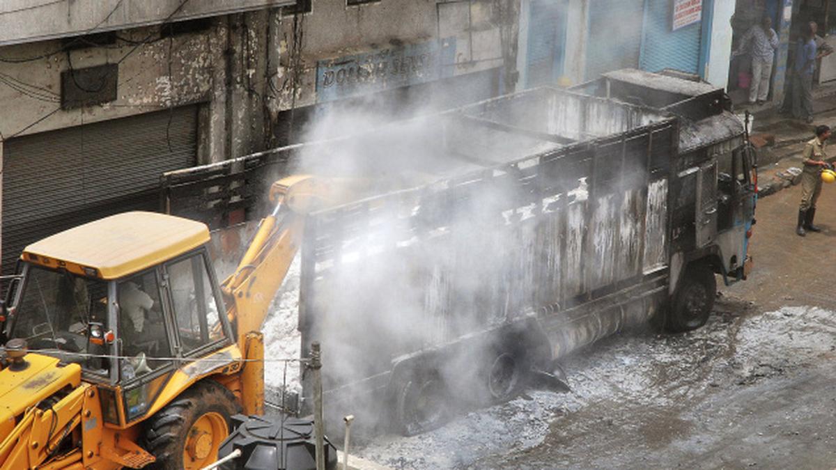 Chemical-laden lorry catches fire - The Hindu