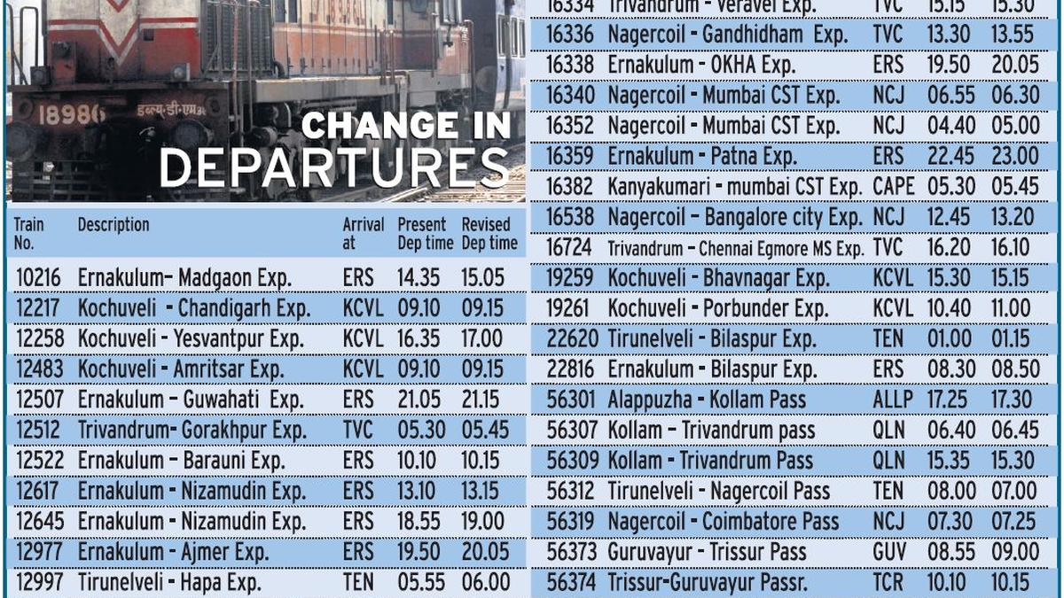 New train schedule to take effect tomorrow - The Hindu