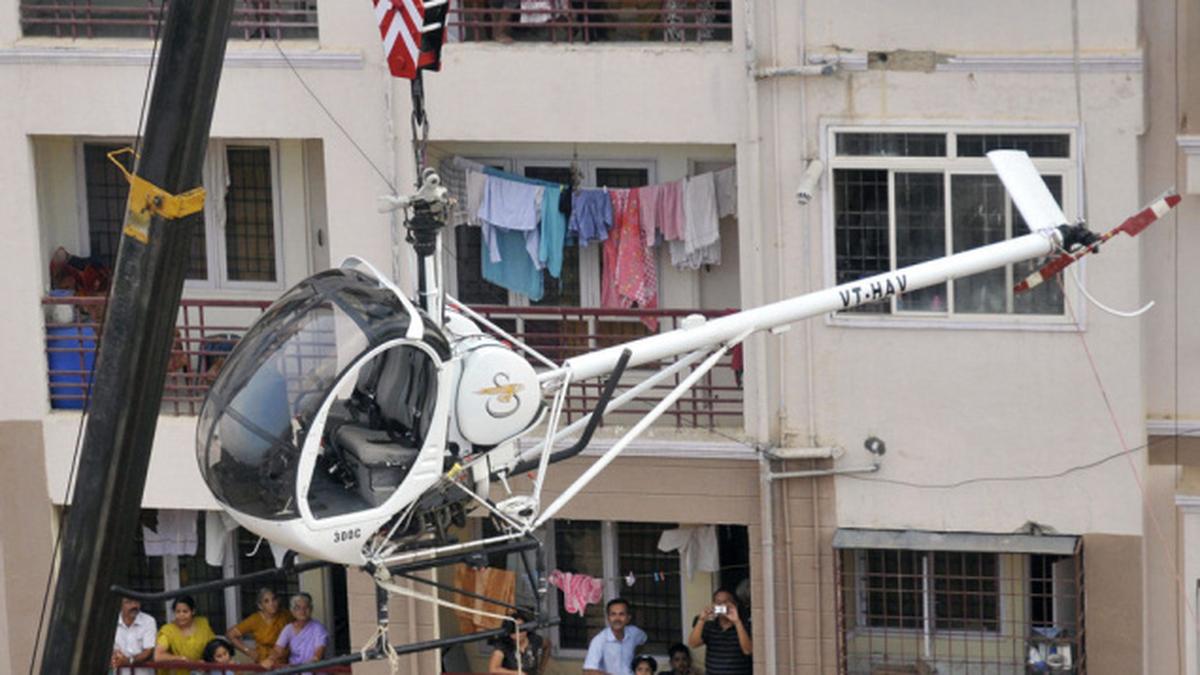Damaged chopper cleared from apartment complex - The Hindu