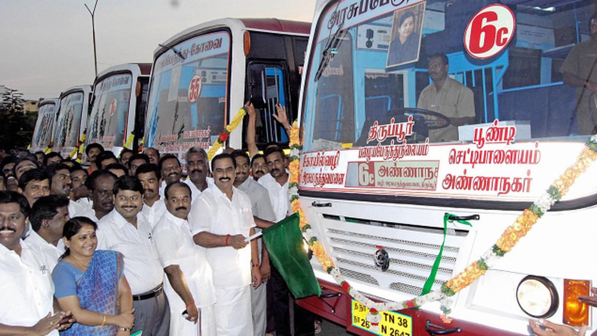 Minister flags off new bus services in Tirupur - The Hindu