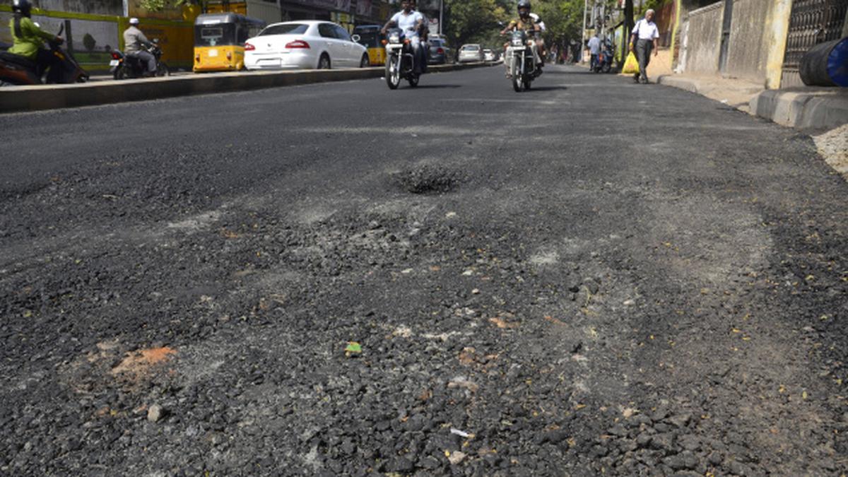 Plastic road work begins - The Hindu
