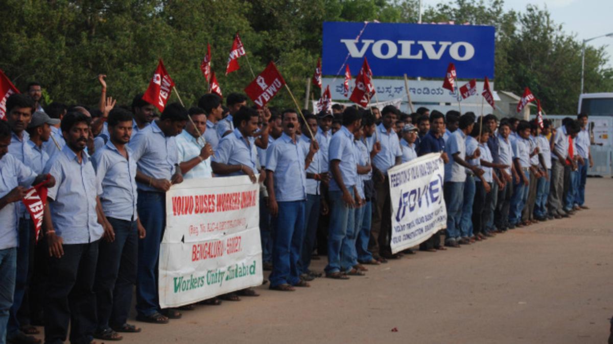 58 days of protest at Volvo plant doesn't stir Government - The Hindu