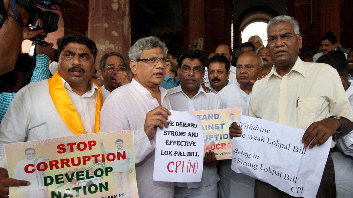 MPs of Left parties, allies stage protest, seek strong Lokpal Bill ...