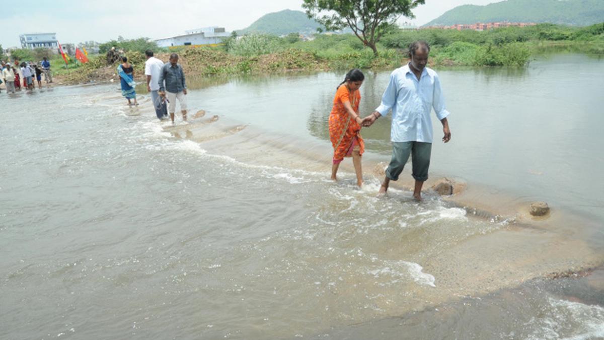 Vehicular movement hit as Budameru overflows - The Hindu