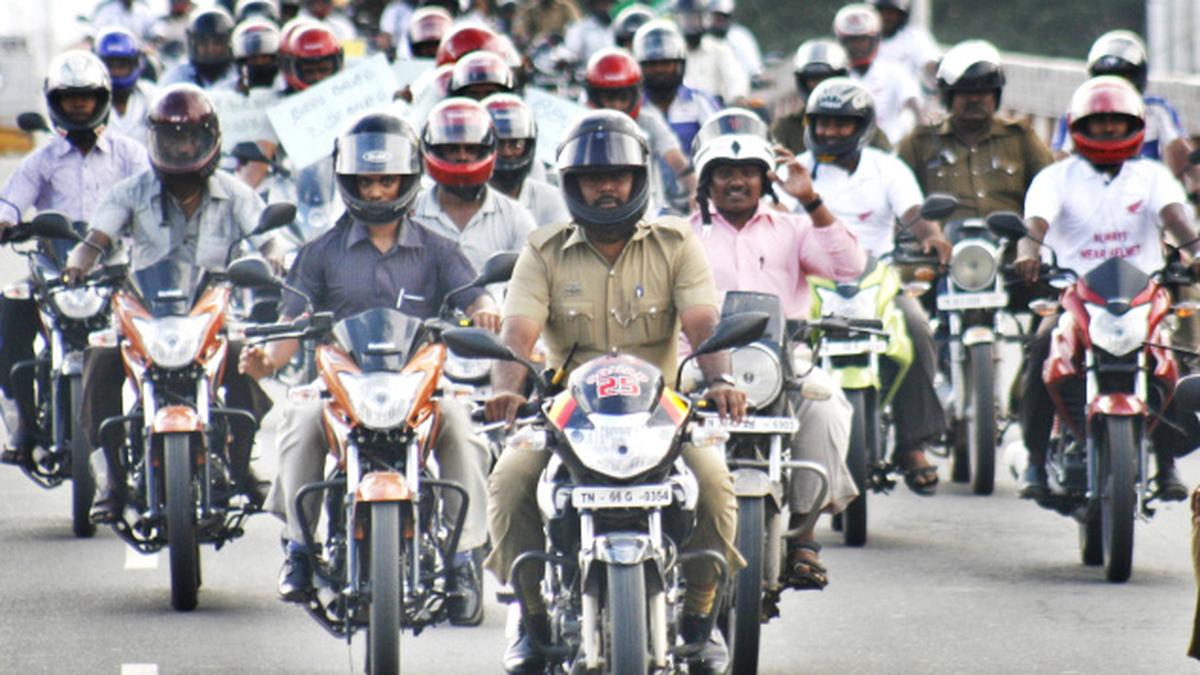 Motorcycle rally creates awareness on wearing helmet - The Hindu