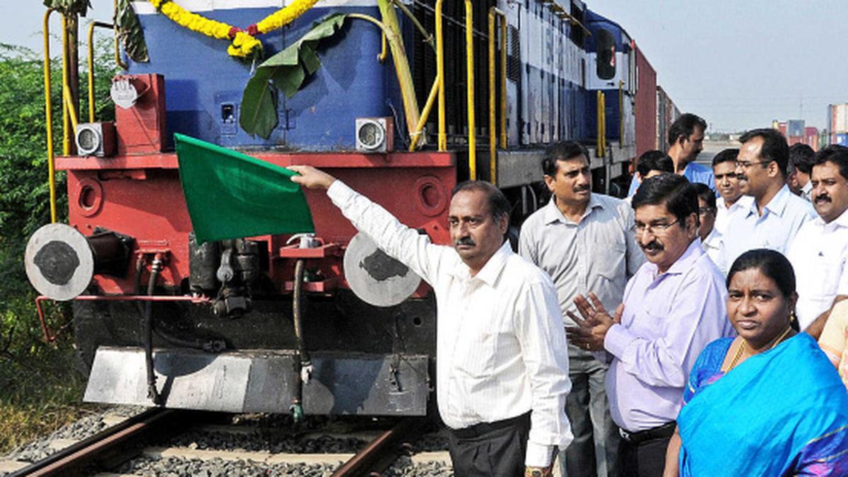 Freight train service launched from Irugur ICD to Kochi port - The Hindu