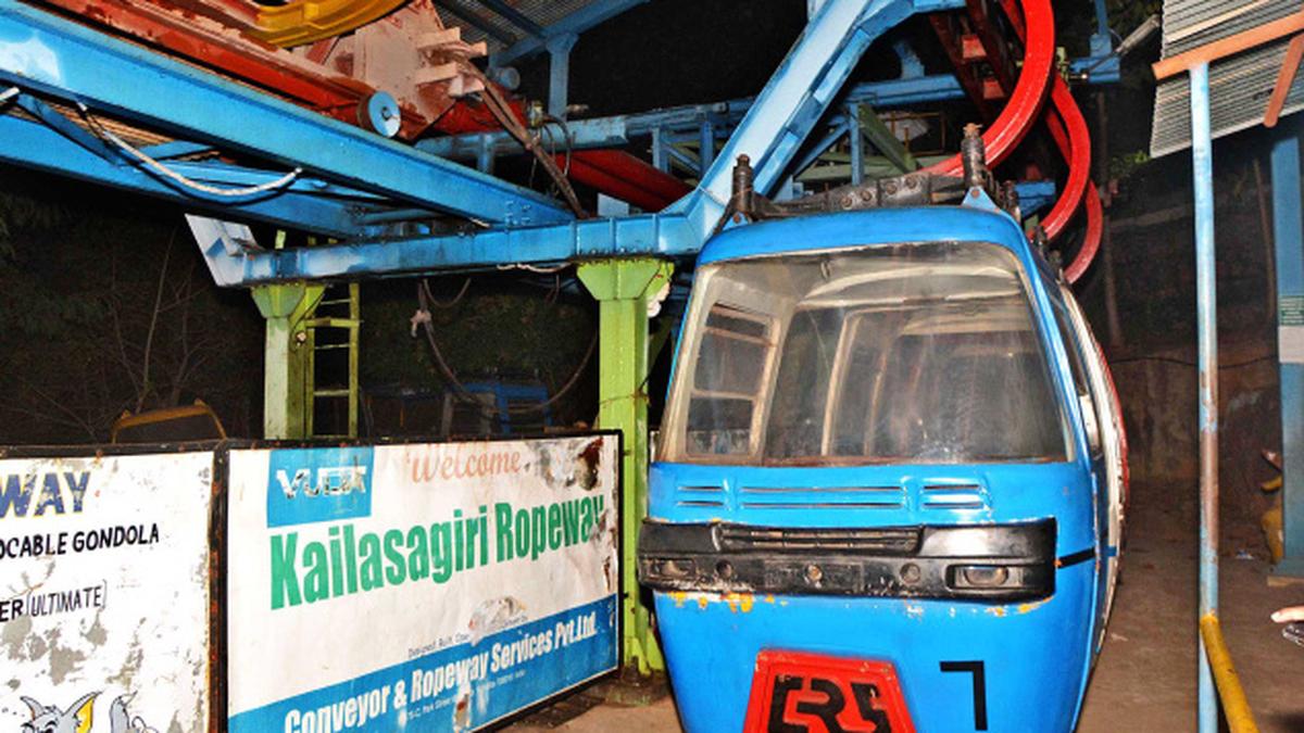 Seven injured after cable car falls at Kailasagiri Hill Park - The Hindu