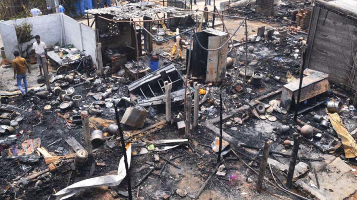 11 huts gutted in fire - The Hindu