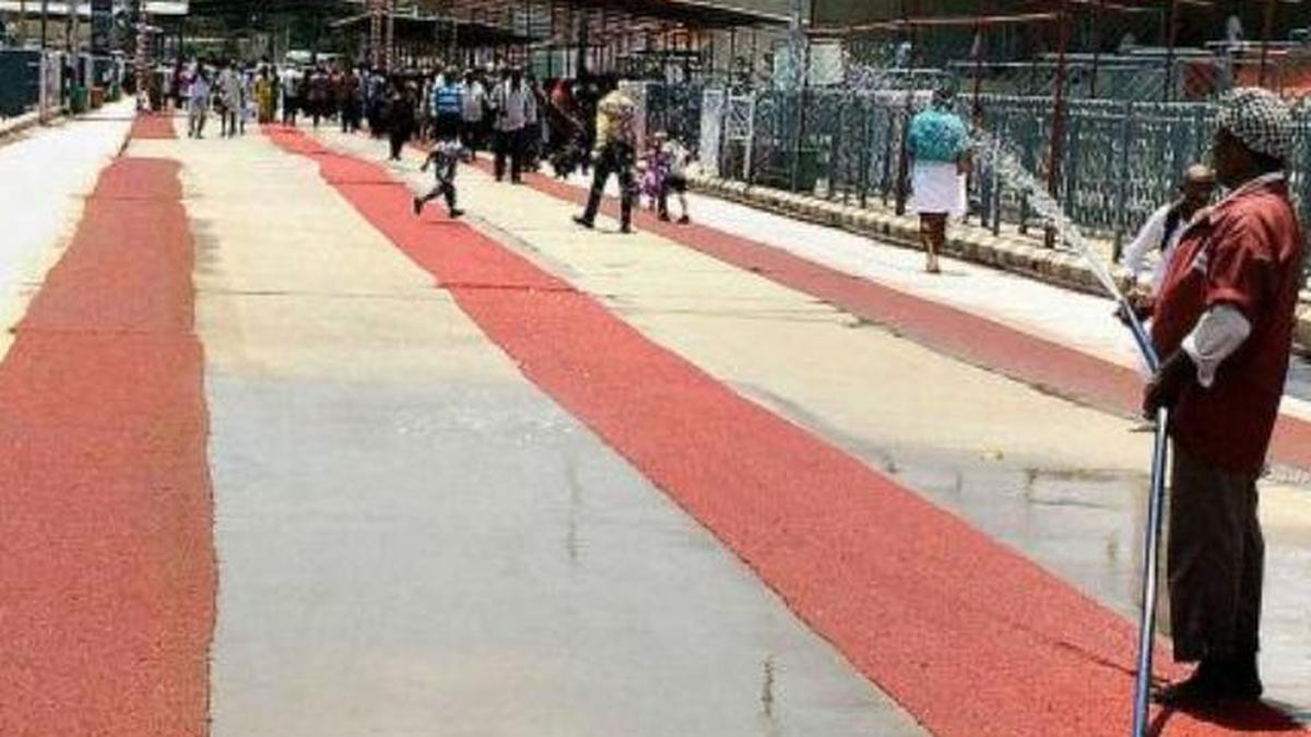 TTD’s innovative method to protect pilgrims from heat - The Hindu