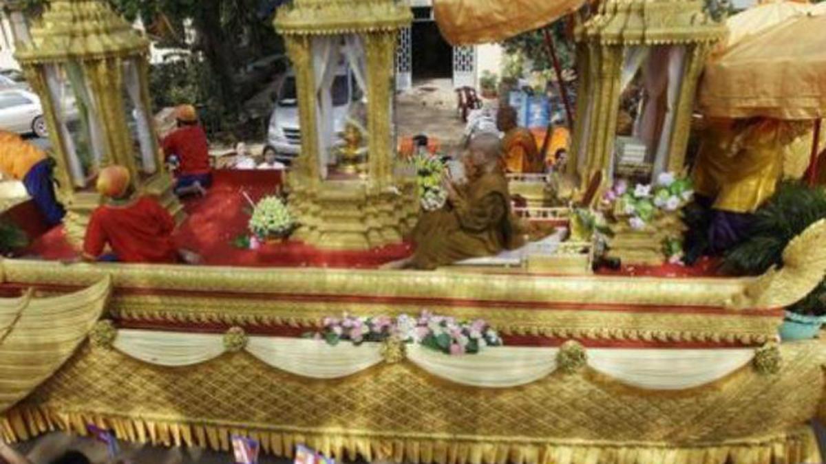 Golden urn holding Buddha relics returned to Cambodia shrine - The Hindu