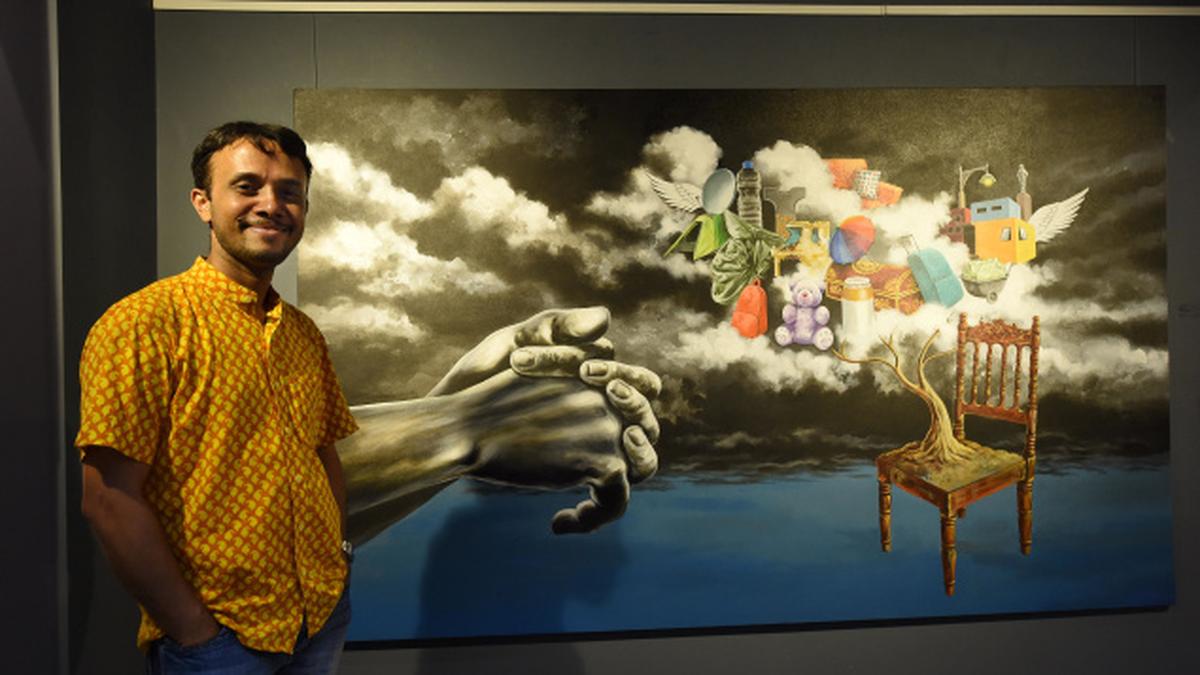 Artist V.G. Venugopal’s works reflect his thoughts on urban migration ...