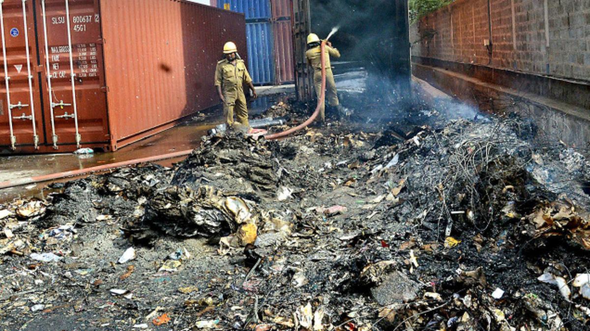 Fire in container terminal - The Hindu