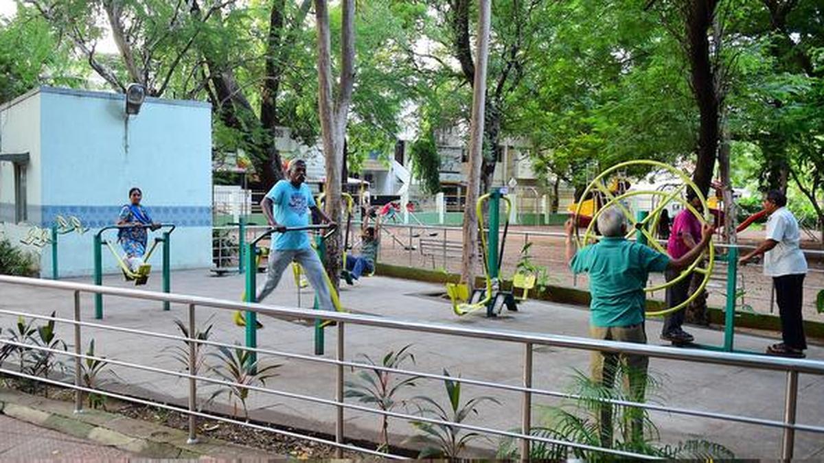 Residents flock to ‘open gym’ at Dr. Natesan Park - The Hindu
