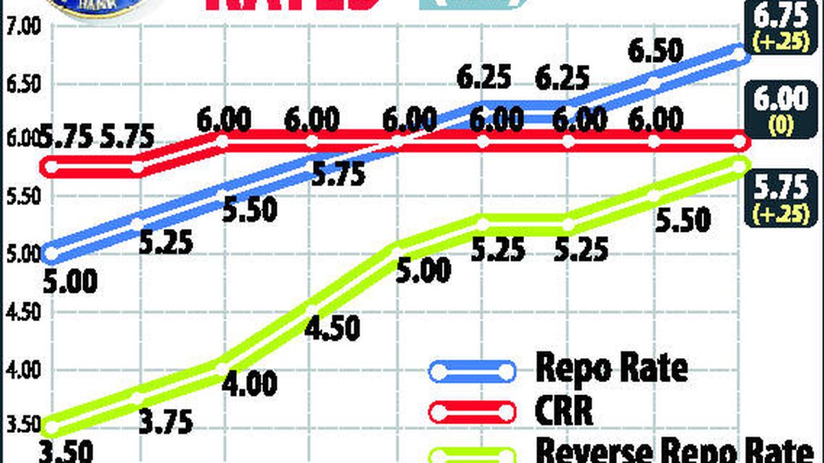 RBI raises repo, reverse repo rates by 25 bps each - The Hindu