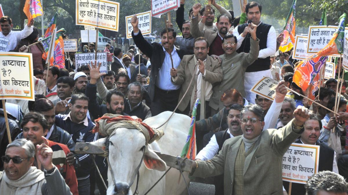 BJP protest against petrol price hike - The Hindu