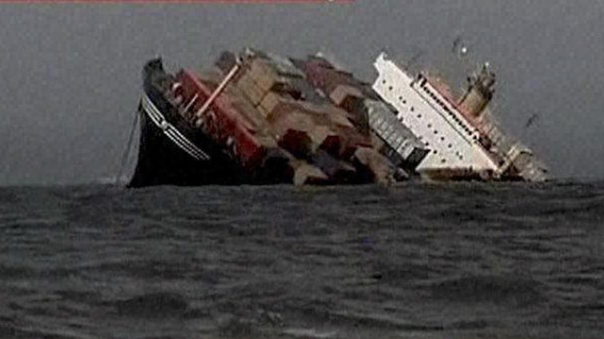 More oil containers fall as cargo ship tilts further - The Hindu