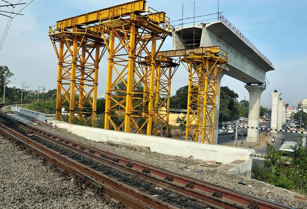 Rail lines turn roadblock for metro work - The Hindu