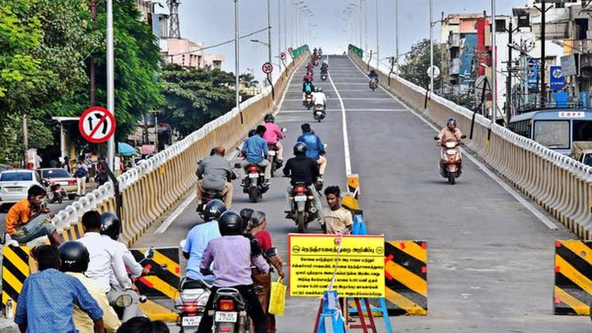 Second level of Gandhipuram flyover opened for trial use - The Hindu