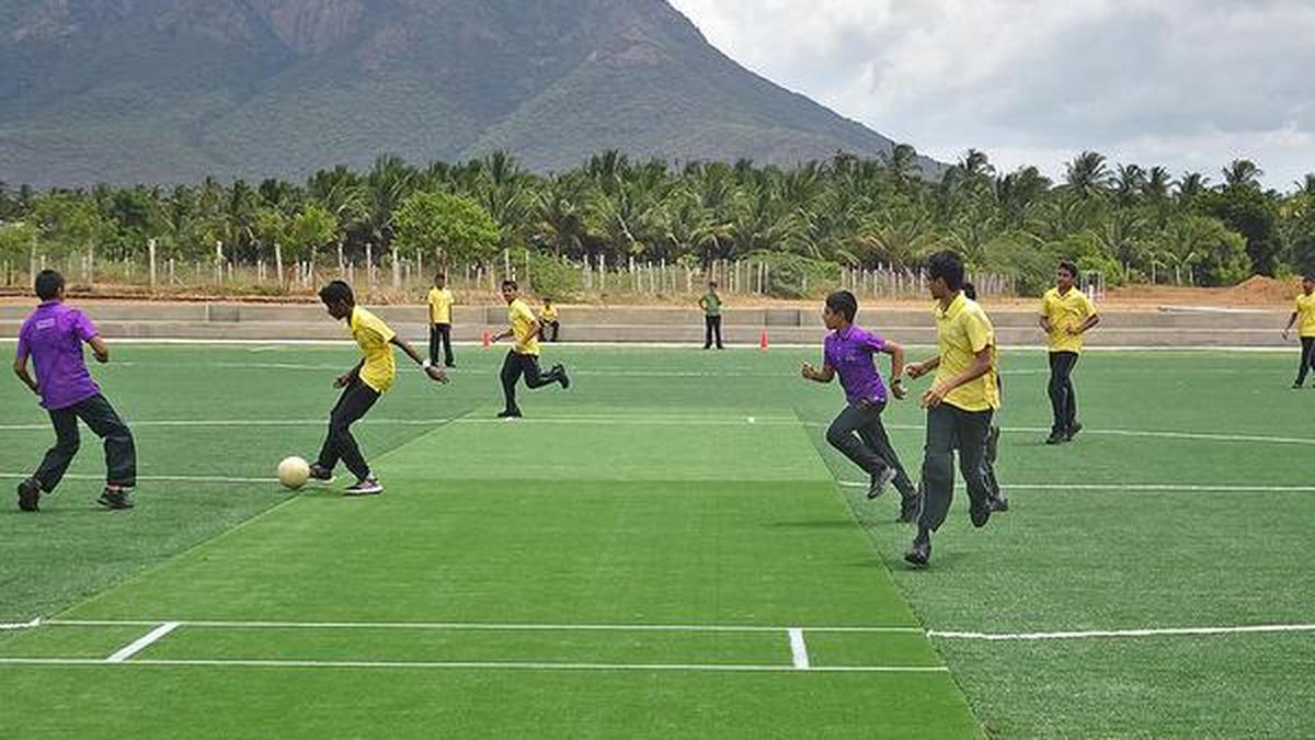 Multi-sport artificial turf comes up at school - The Hindu