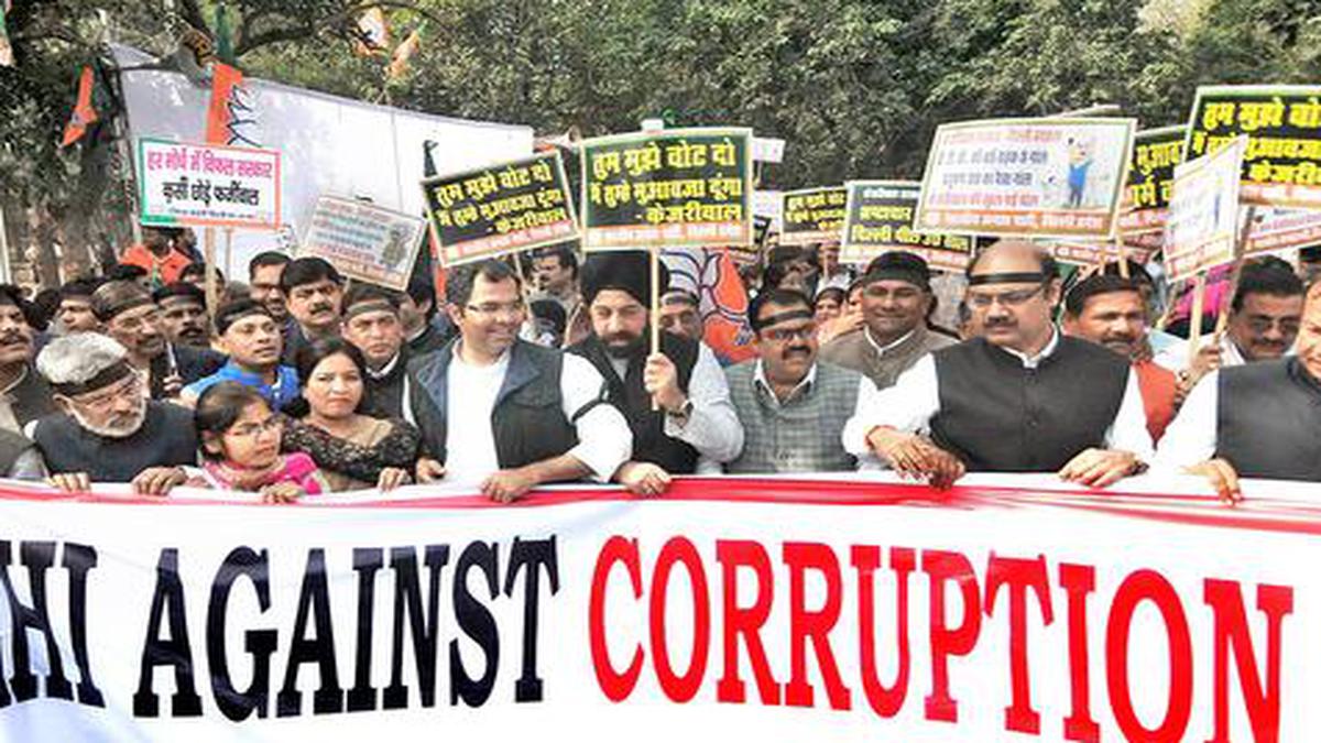 BJP protests against ‘corruption in governance’ under Kejriwal - The Hindu