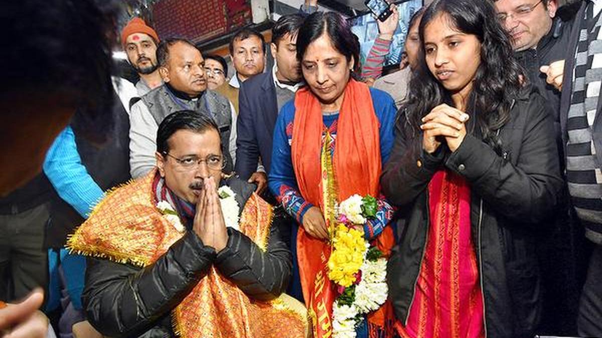 CM Arvind Kejriwal visits temple, prays for progress of country - The Hindu