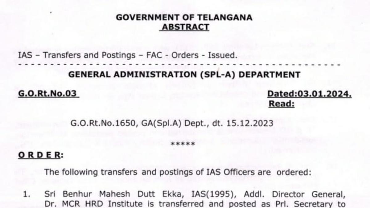 Telangana IAS officer Smita Sabharwal transferred out of CMO in a major ...