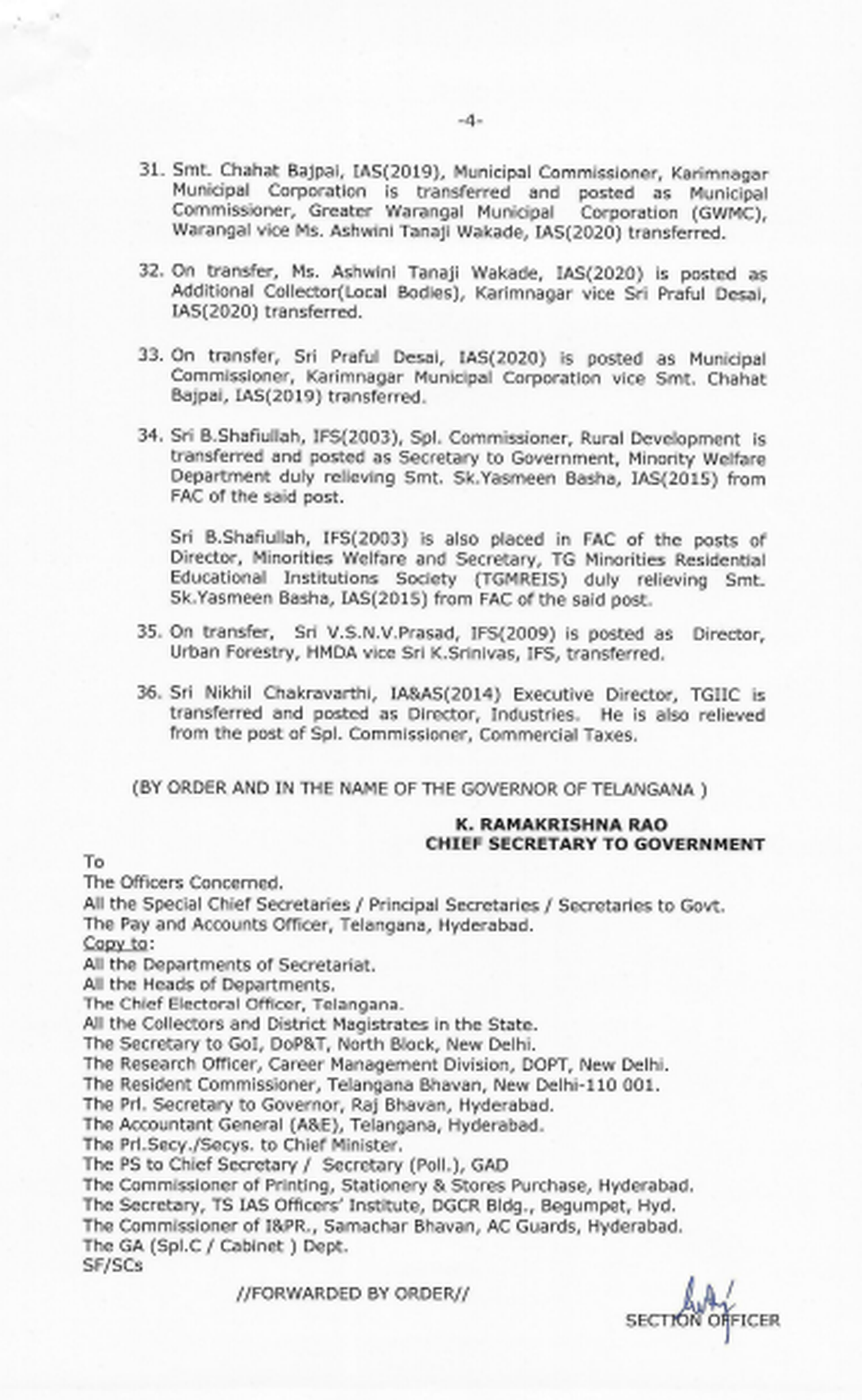 Telangana IAS reshuffling June 2025 | Navin Mittal sent out of Revenue ...