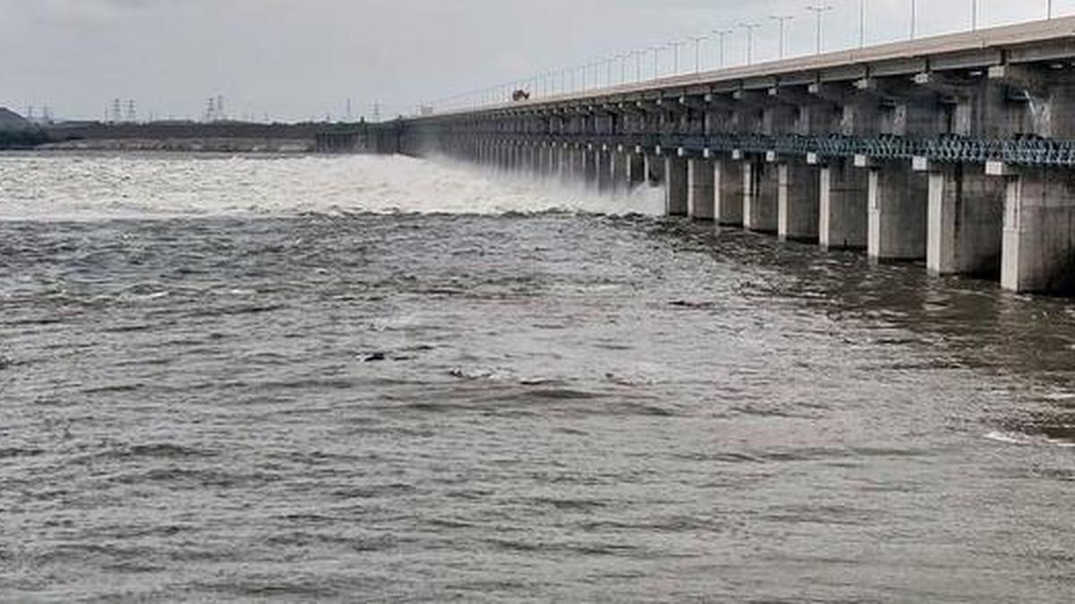 Twenty flood gates of Yellampalli project lifted - The Hindu